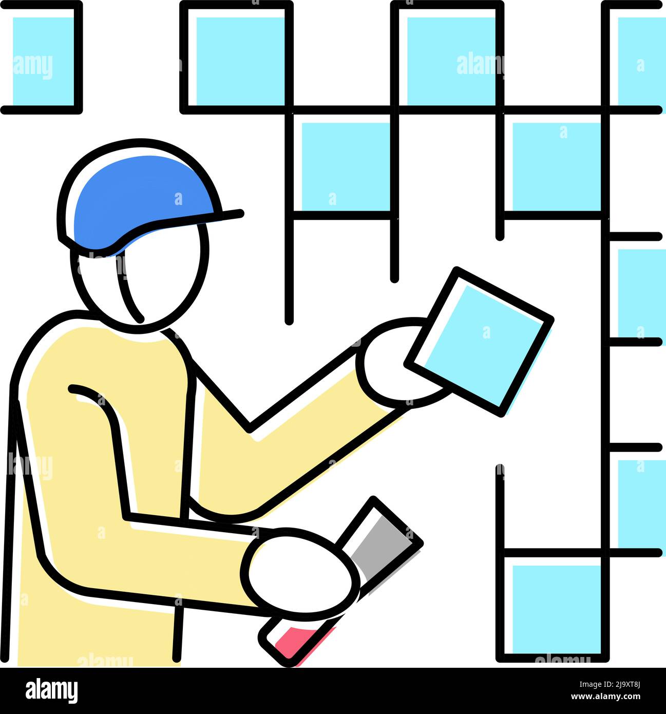 tiler worker color icon vector illustration Stock Vector Image & Art ...