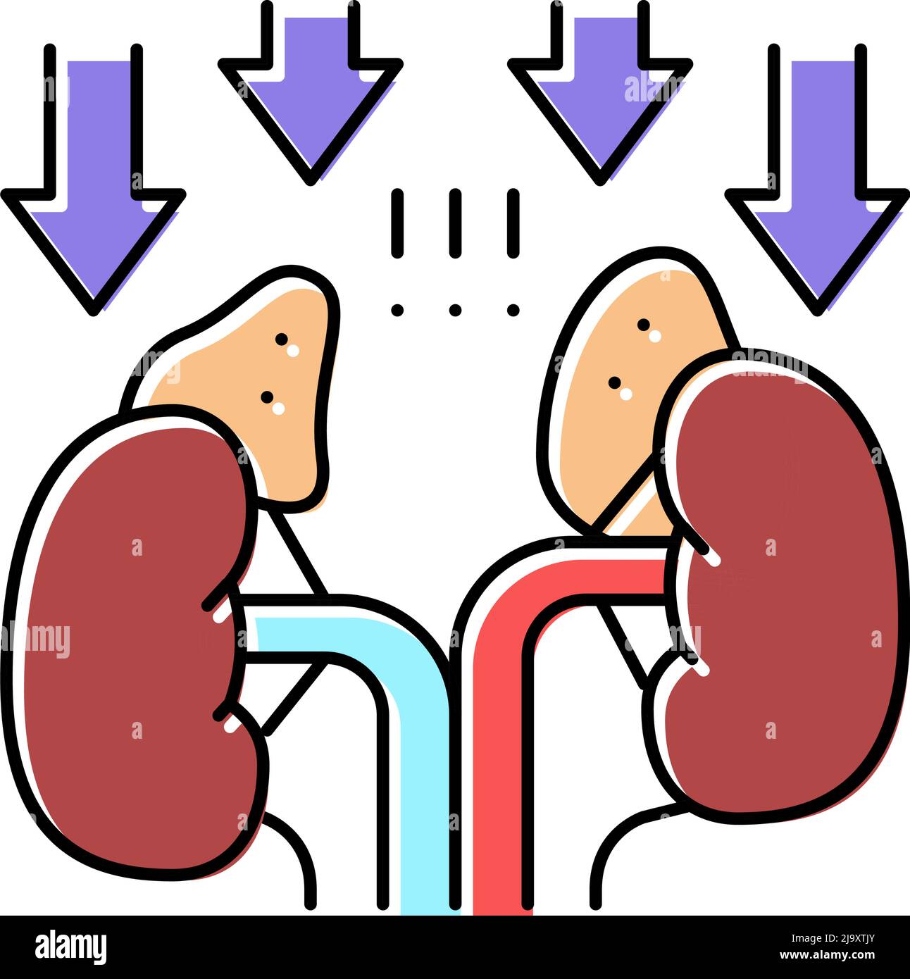 adrenal insufficiency endocrinology color icon vector illustration ...