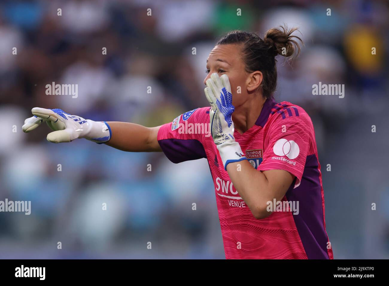 Turin, Italy, 21st May 2022. Christiane Endler of Lyon reacts during ...