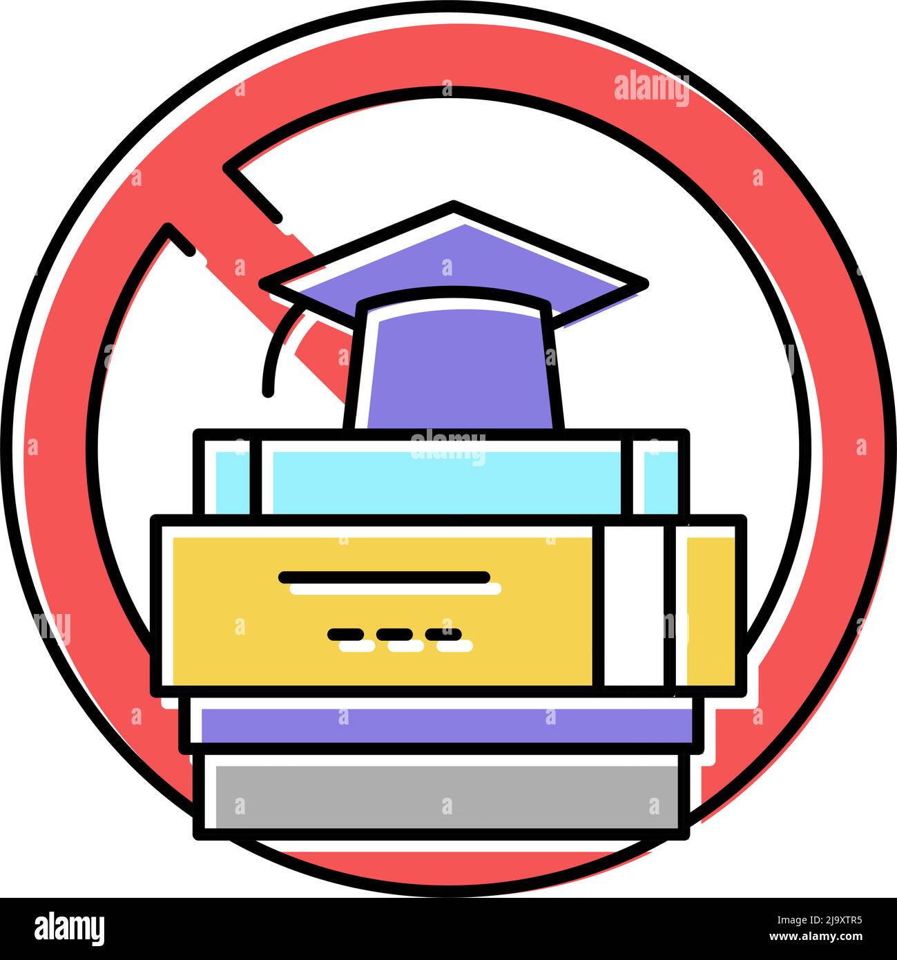 lack of education social problem color icon vector illustration Stock ...