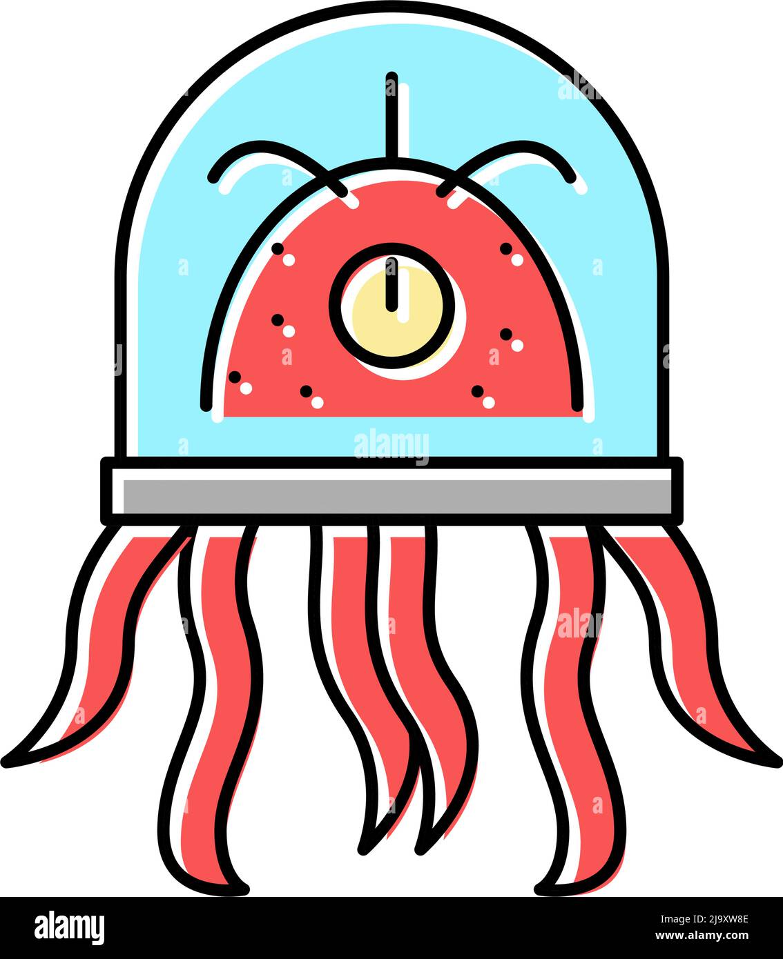 alien creature with tentacles color icon vector illustration Stock ...