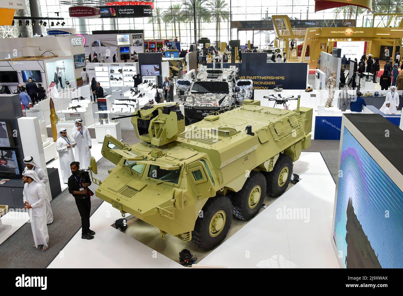 Doha, Qatar. 25th May, 2022. People visit the Milipol Qatar 2022, an ...