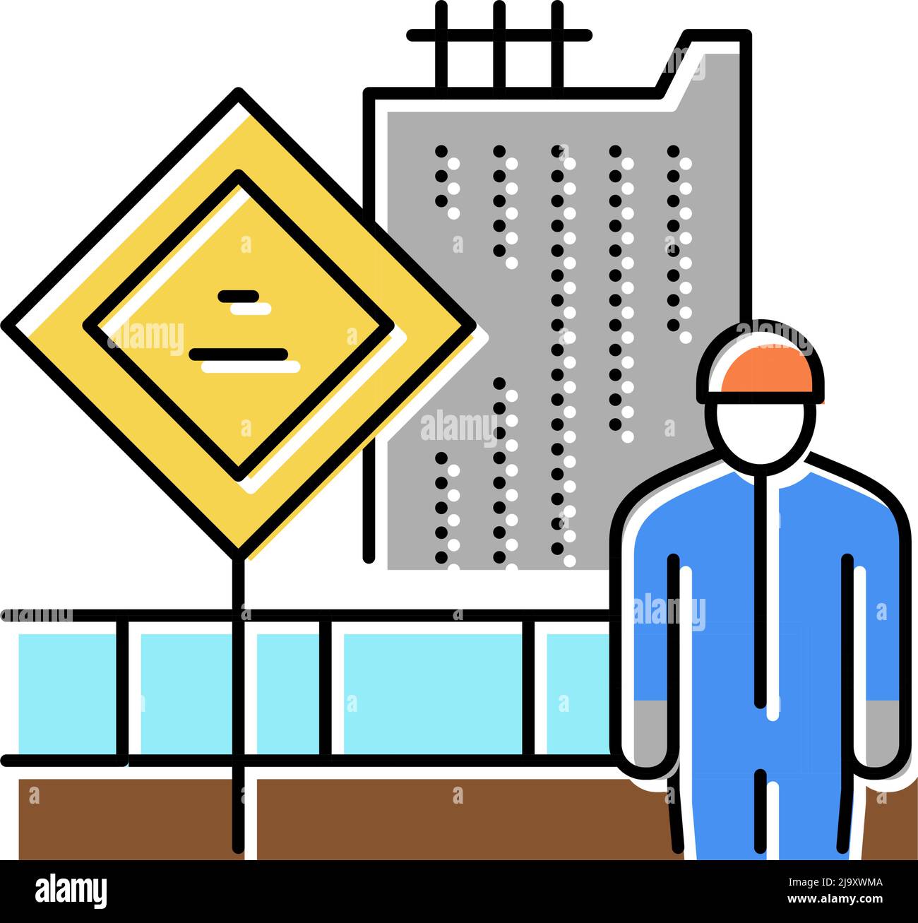engineer on construction yard color icon vector illustration Stock ...