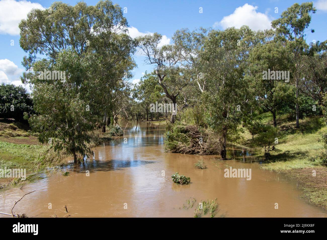 Oakey creek flooding in Cherry Street, Oakey, Qld Stock Photo - Alamy