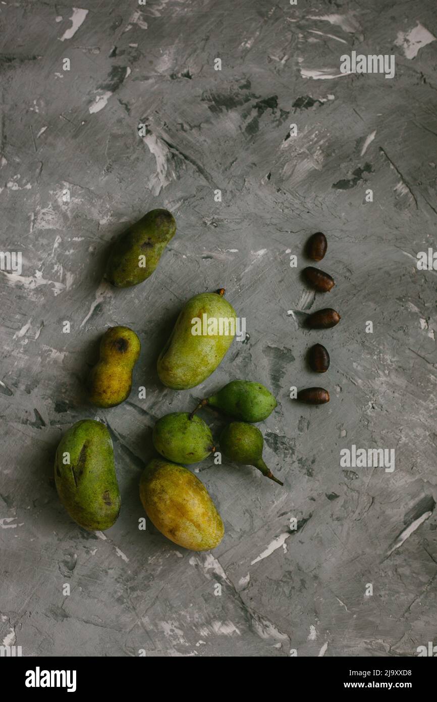 Fresh PawPaw Fruit Arranged On a Gray Textured Background Stock Photo ...