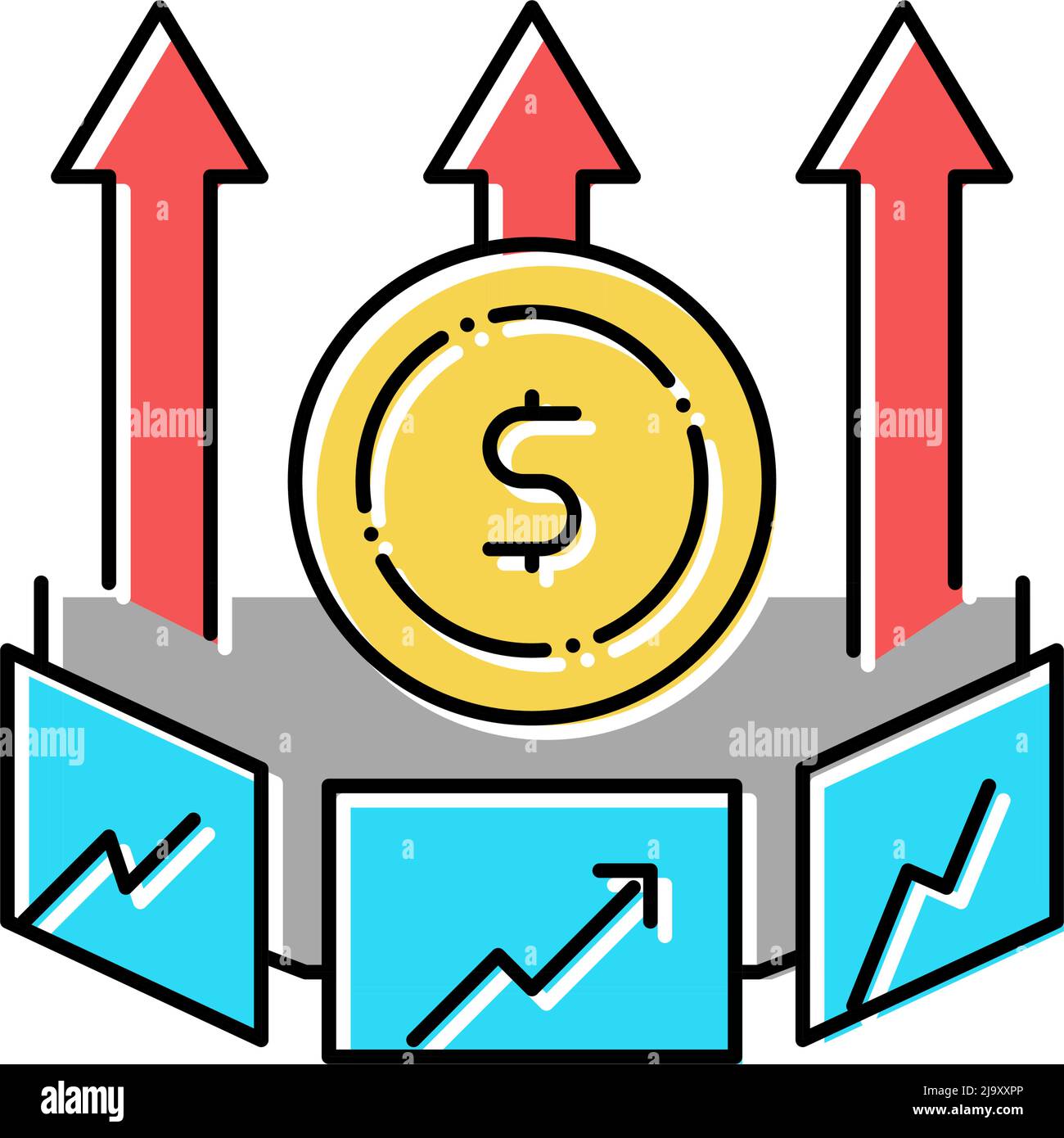 market inflation color icon vector illustration Stock Vector Image ...