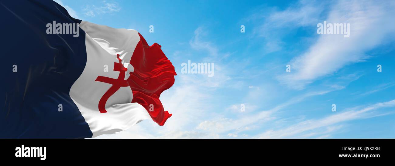 flag of Free France 1940 1944, France at cloudy sky background on ...