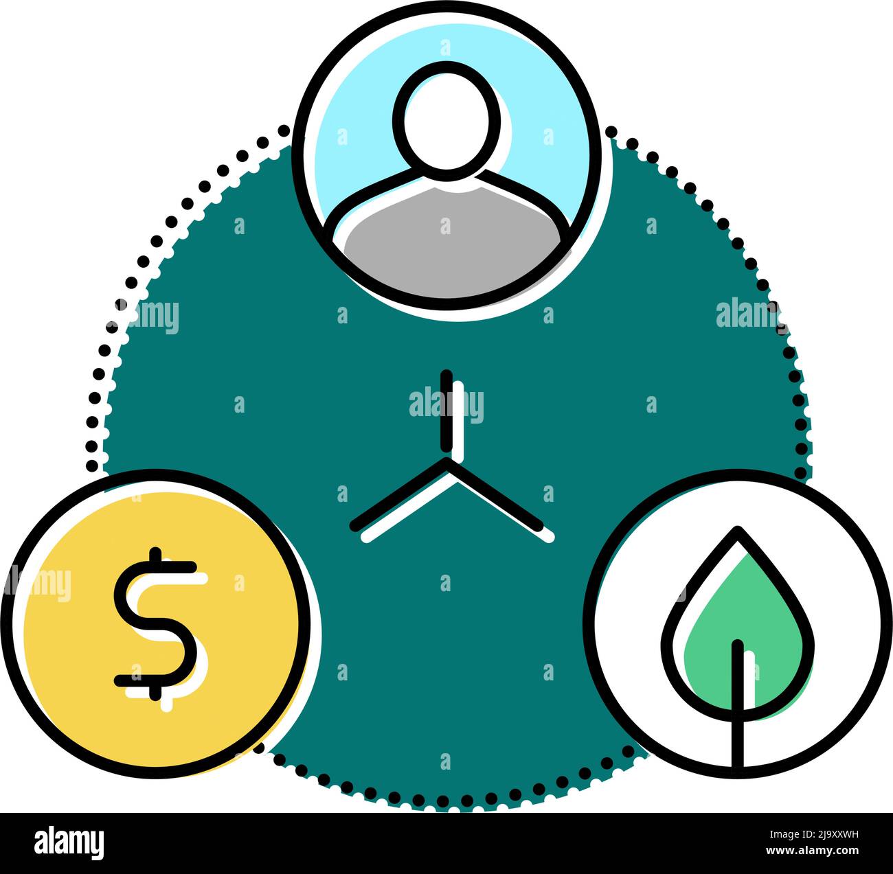 sustainable balanced economy color icon vector illustration Stock ...