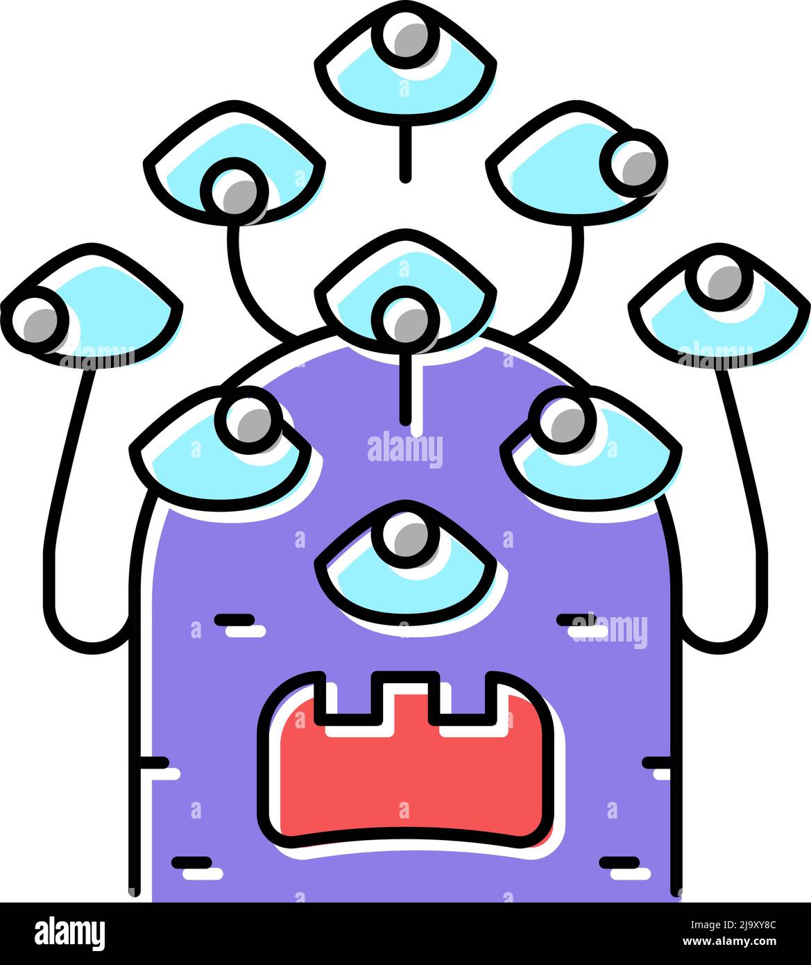 alien with nine eyes color icon vector illustration Stock Vector Image ...