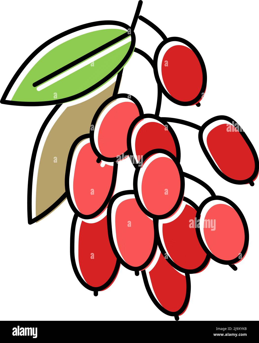 goji berry and leaves color icon vector illustration Stock Vector Image ...