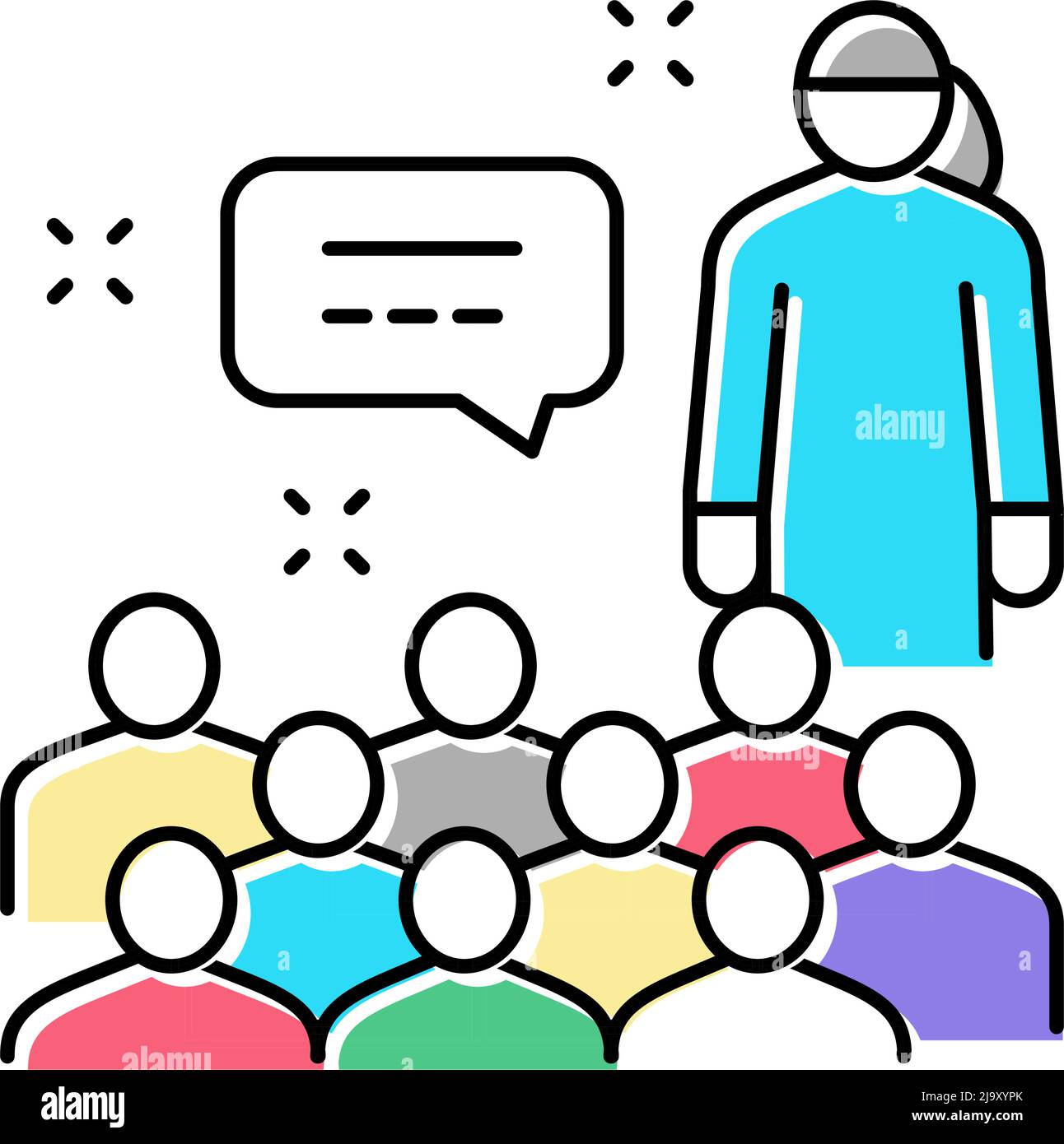 parent-teacher meeting kindergarten color icon vector illustration ...