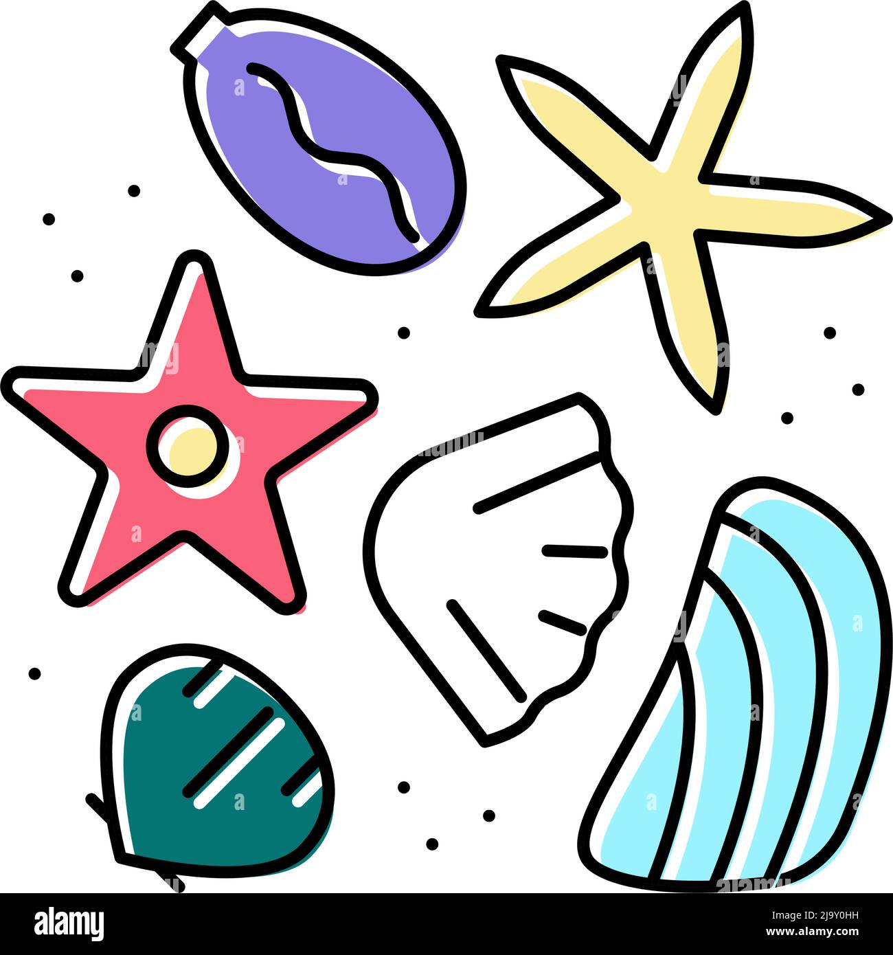 sea star and shell resin art color icon vector illustration Stock ...