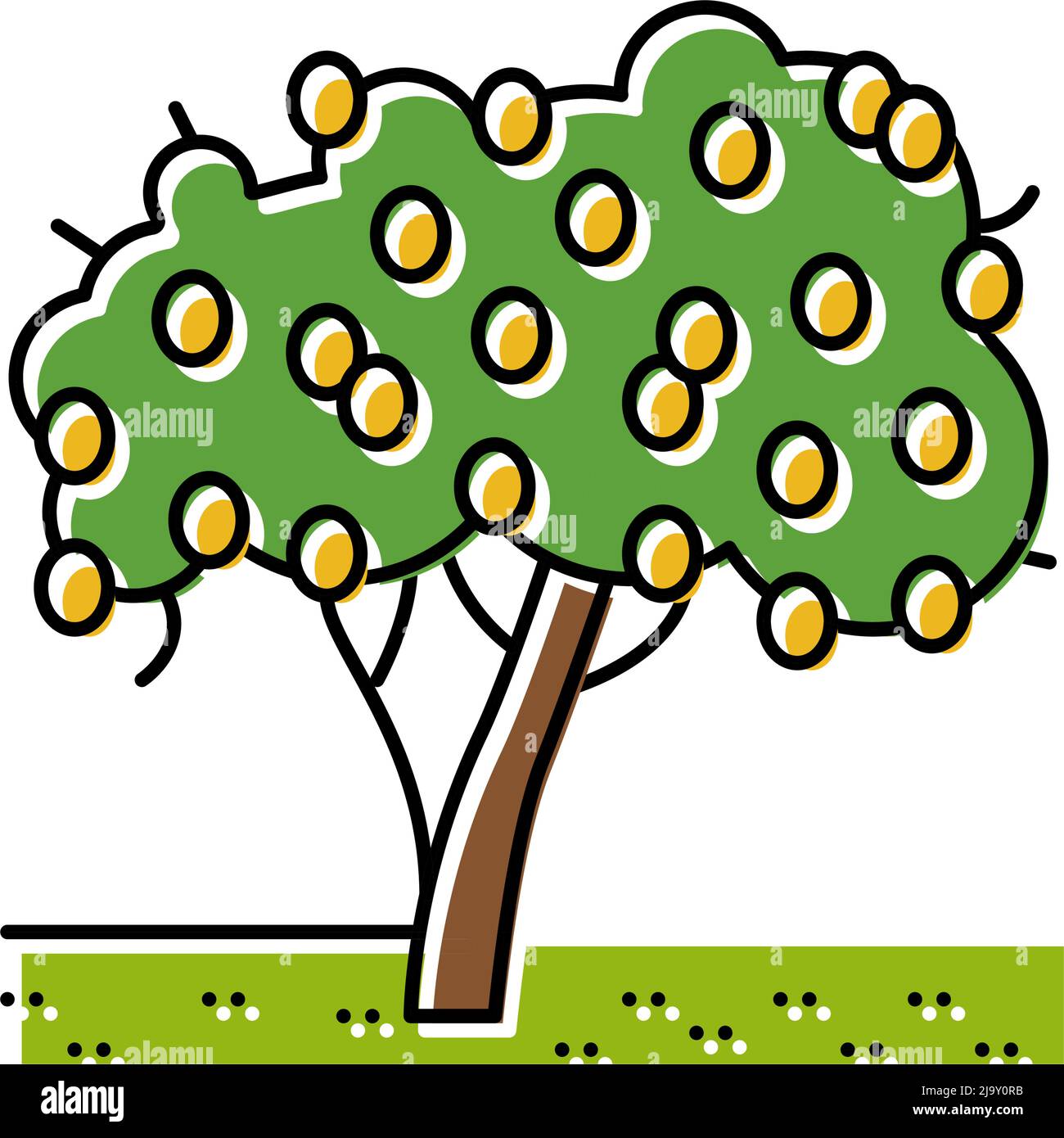 tree plant lemon color icon vector illustration Stock Vector Image ...
