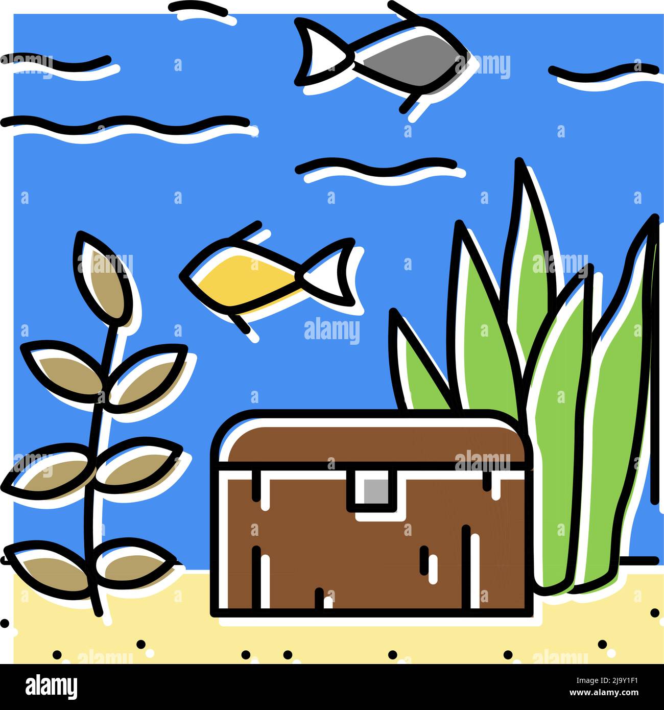 sunken underwater chest color icon vector illustration Stock Vector ...