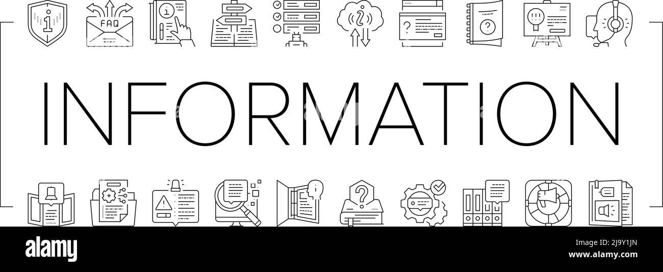 Information And Client Supporting Icons Set Vector Stock Vector Image ...