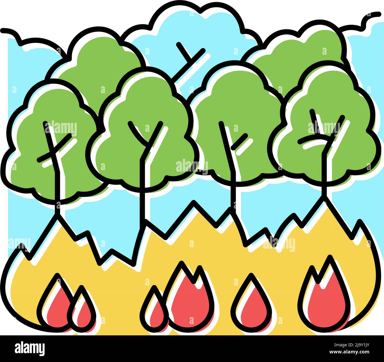tree fire color icon vector illustration Stock Vector Image & Art - Alamy