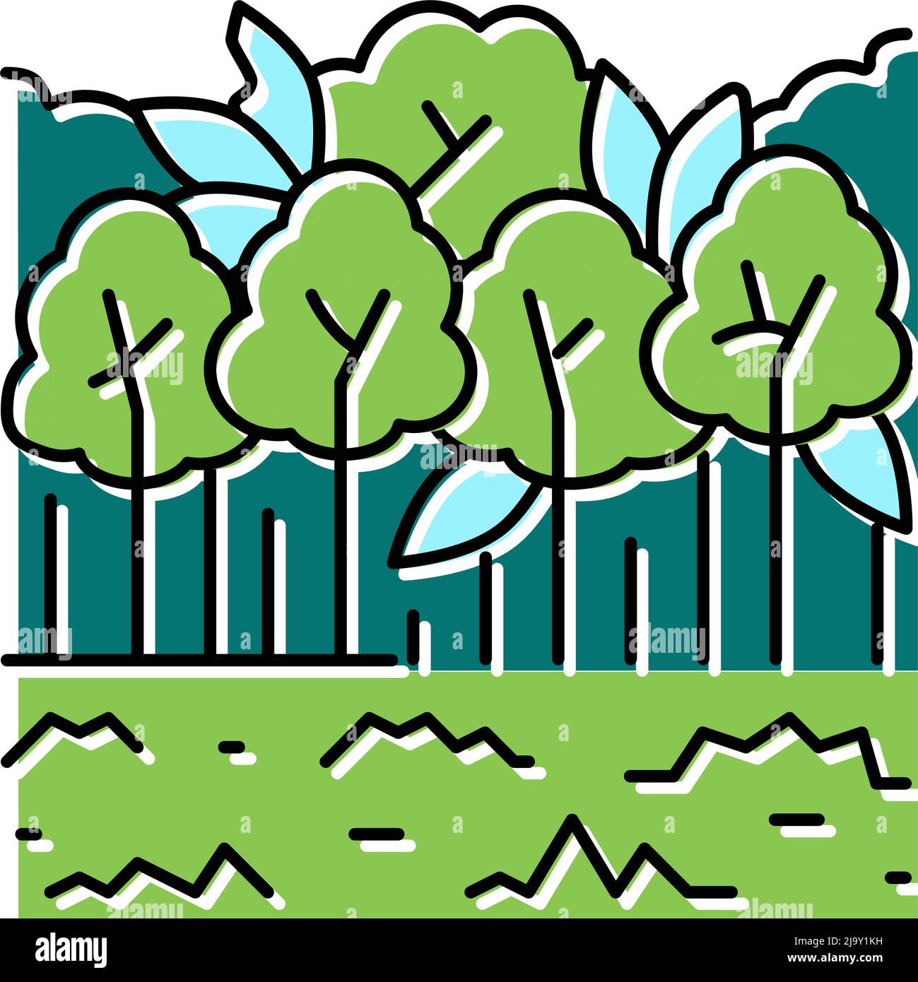 broadleaf forests color icon vector illustration Stock Vector Image ...