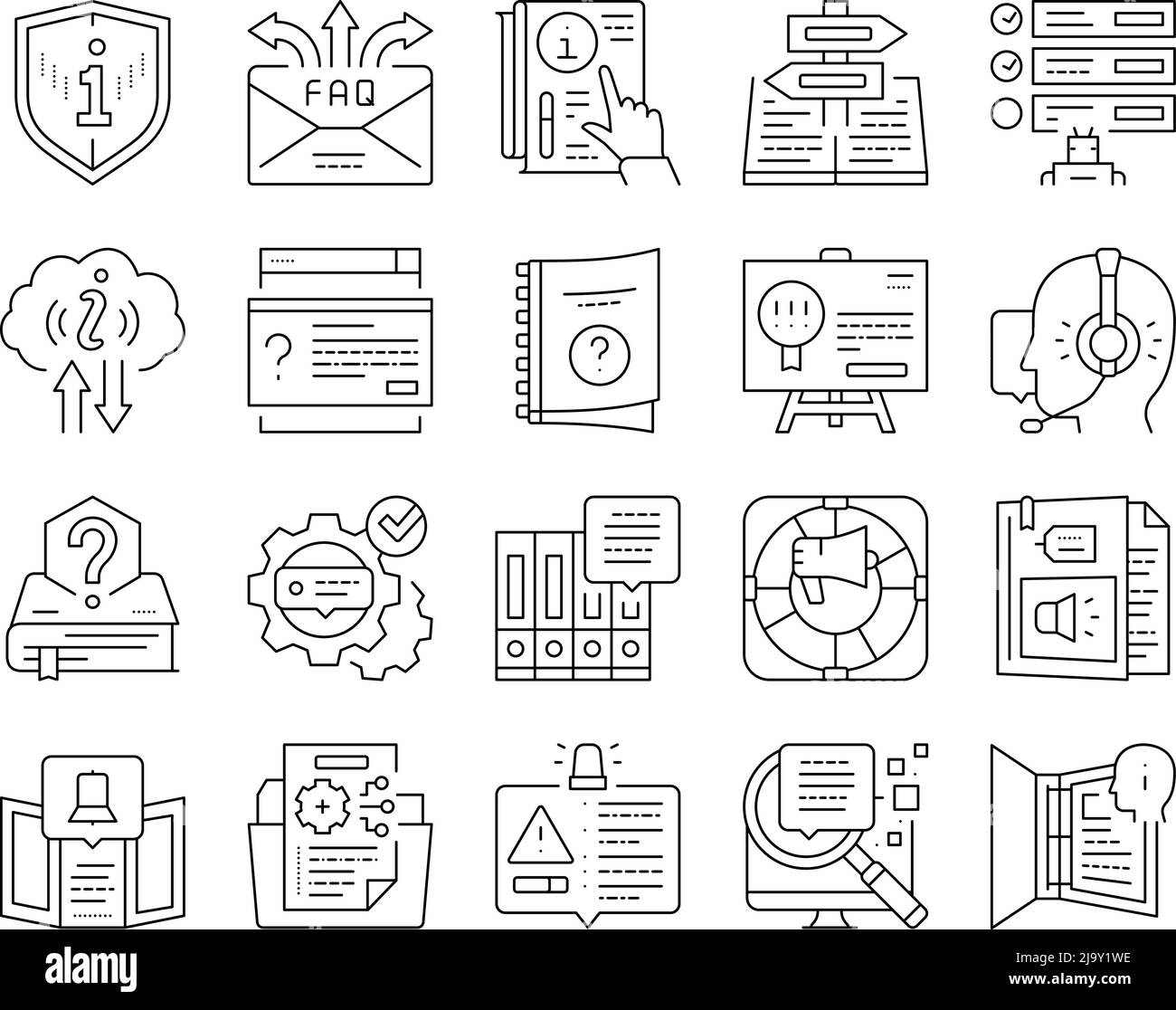 Information And Client Supporting Icons Set Vector Stock Vector Image ...