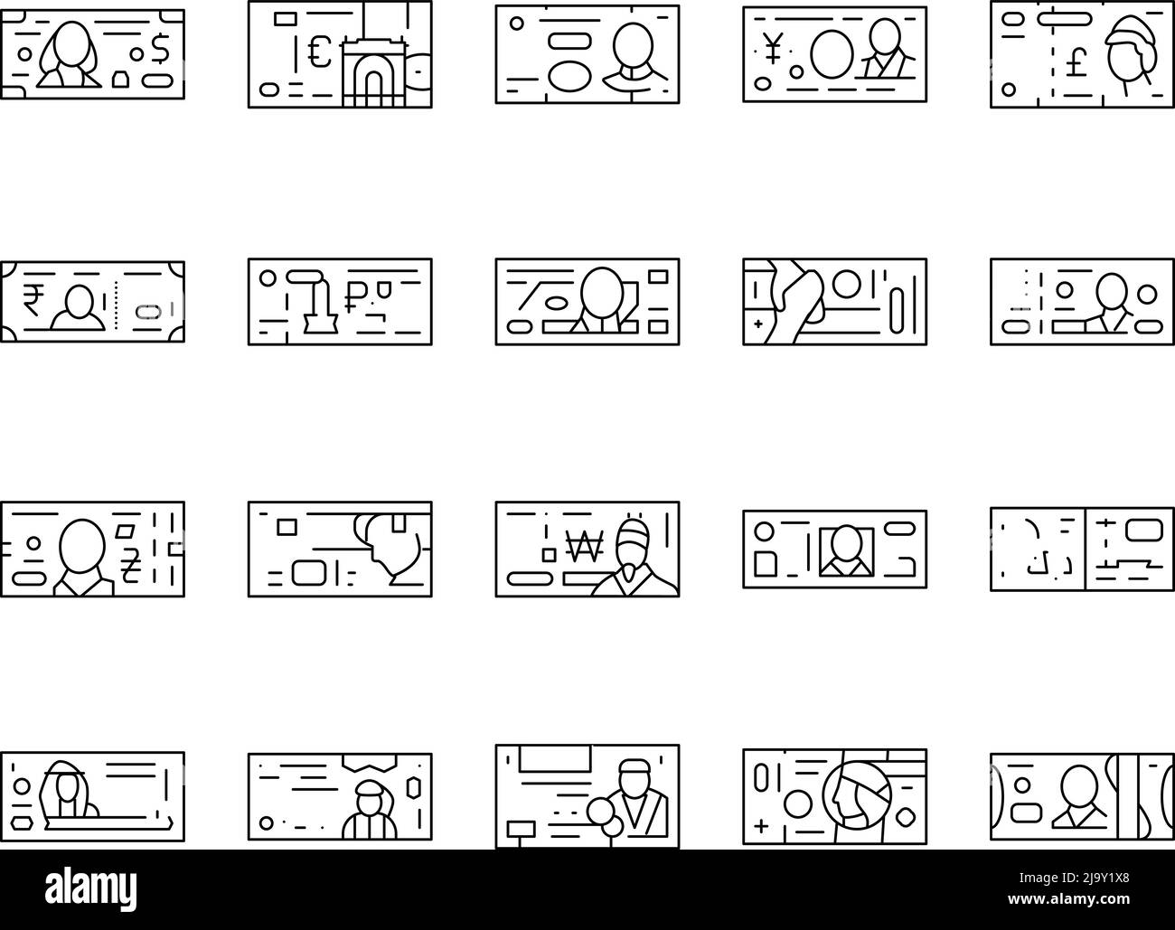 Currency International Finance Icons Set Vector Stock Vector Image ...