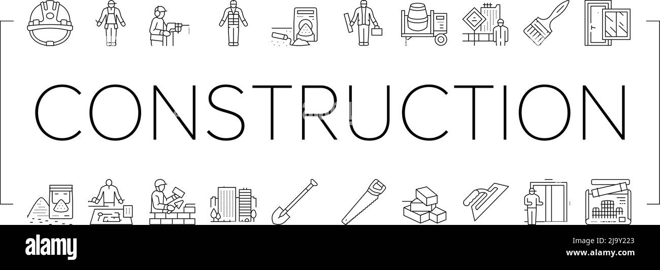 Construction Building And Repair Icons Set Vector Stock Vector Image ...