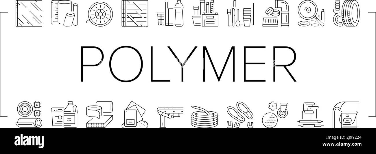 Polymer Material Industry Goods Icons Set Vector Stock Vector Image ...