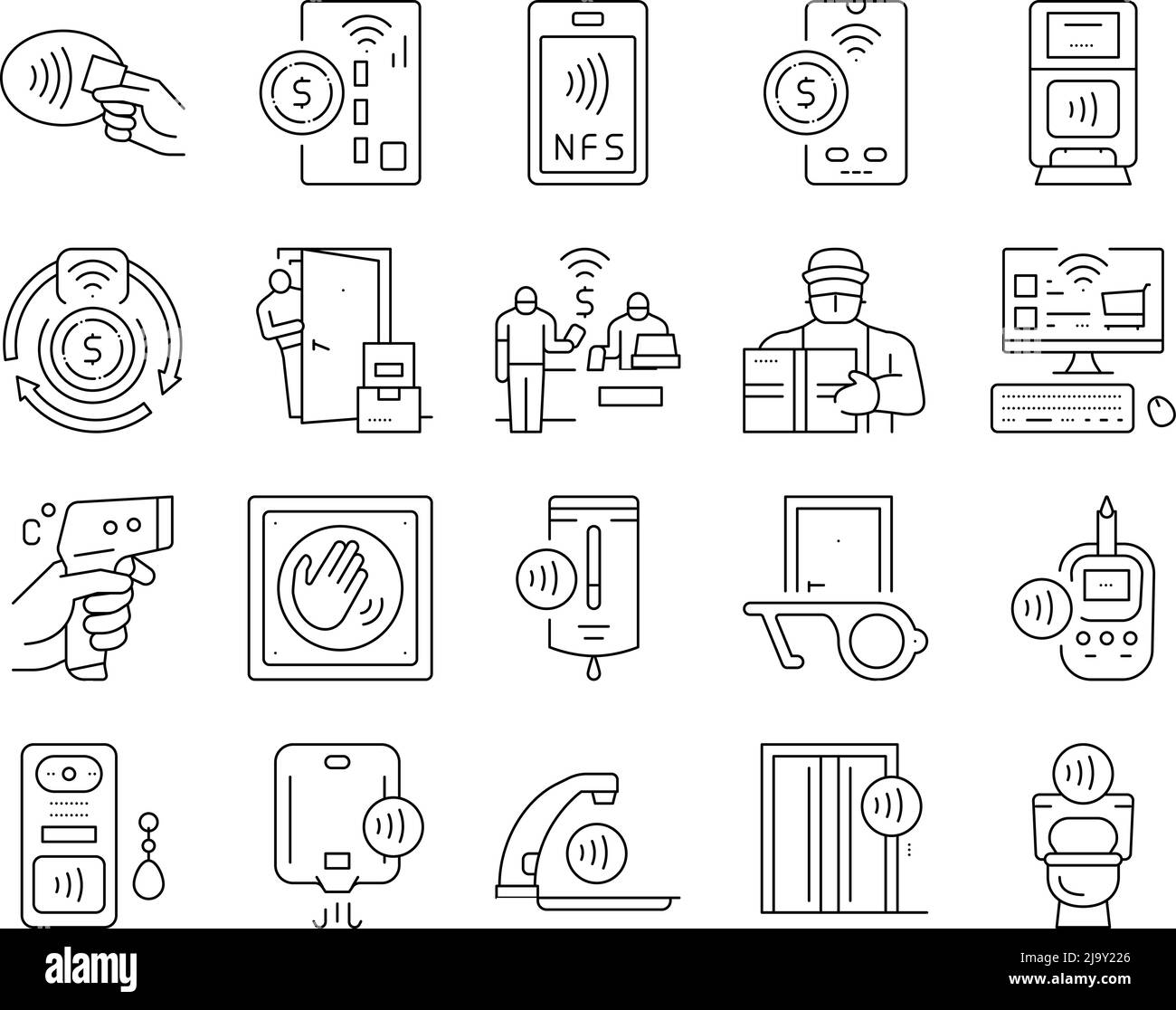 Contactless System Technology Icons Set Vector Stock Vector Image & Art ...