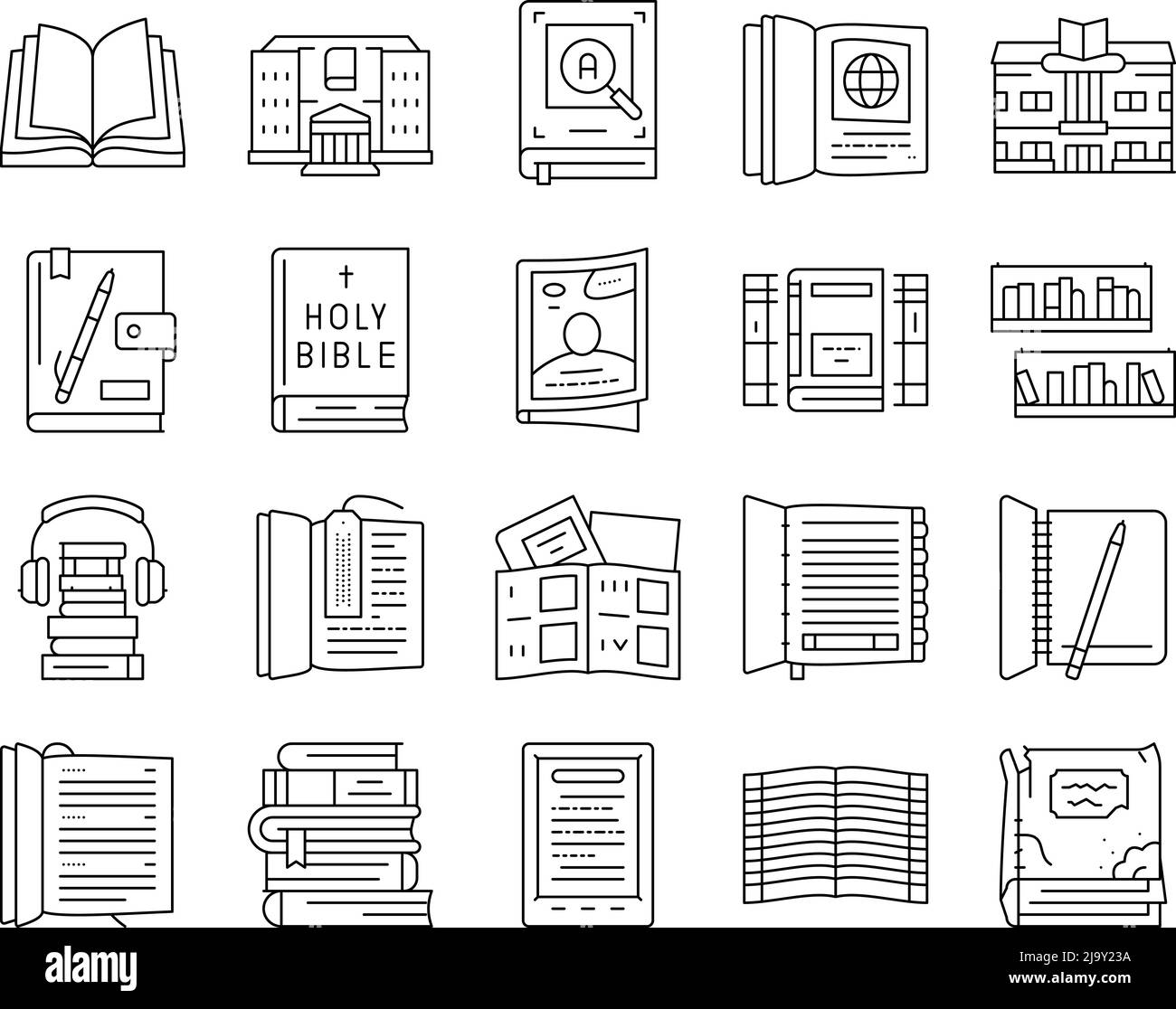 Book Educational Literature Read Icons Set Vector Stock Vector Image ...
