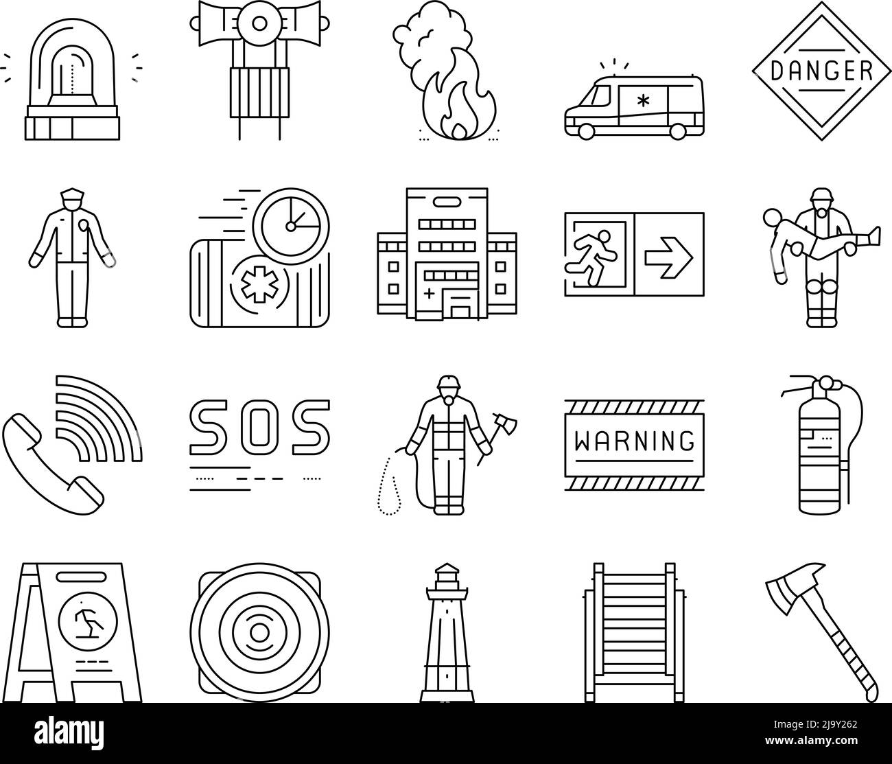 Emergency Helping In Accident Icons Set Vector Stock Vector Image & Art ...