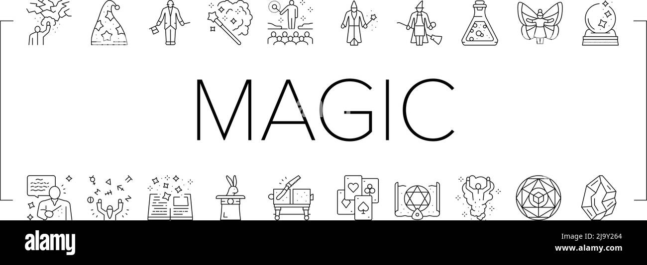 Magic Performing And Accessories Icons Set Vector Stock Vector Image ... Magic Performing And Accessories Icons Set Vector Stock Vector Image ...