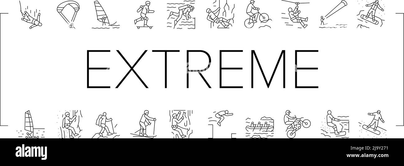 Extreme Sport Sportsman Activity Icons Set Vector Stock Vector Image ...