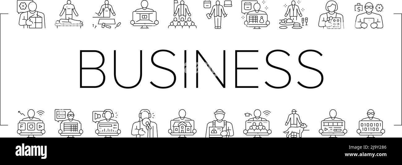 Small Business Entrepreneur Job Icons Set Vector Stock Vector Image ...