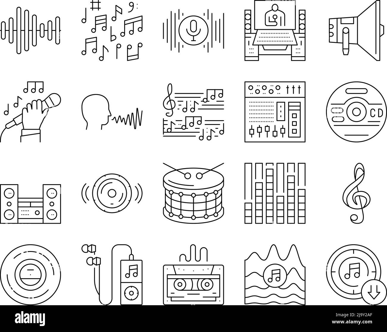Music Record Studio Equipment Icons Set Vector Stock Vector Image & Art ...