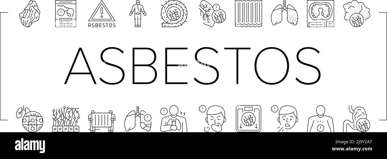 Asbestos Material And Problem Icons Set Vector Stock Vector Image & Art ...