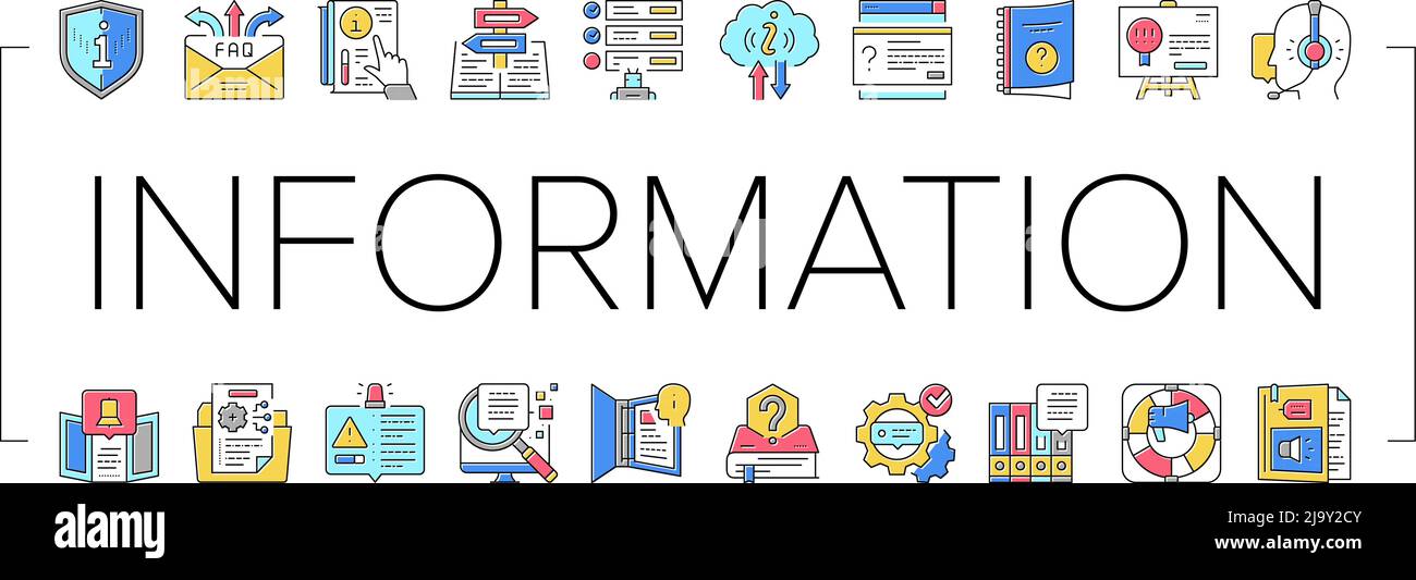 Information And Client Supporting Icons Set Vector Stock Vector Image ...