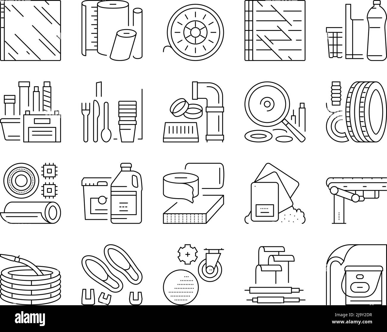 Polymer Material Industry Goods Icons Set Vector Stock Vector Image ...