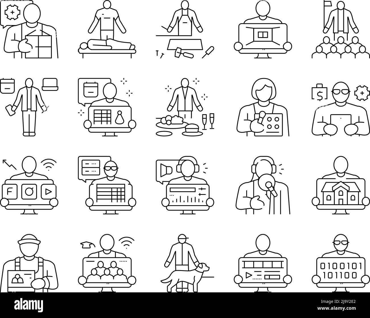 Small Business Entrepreneur Job Icons Set Vector Stock Vector Image ...