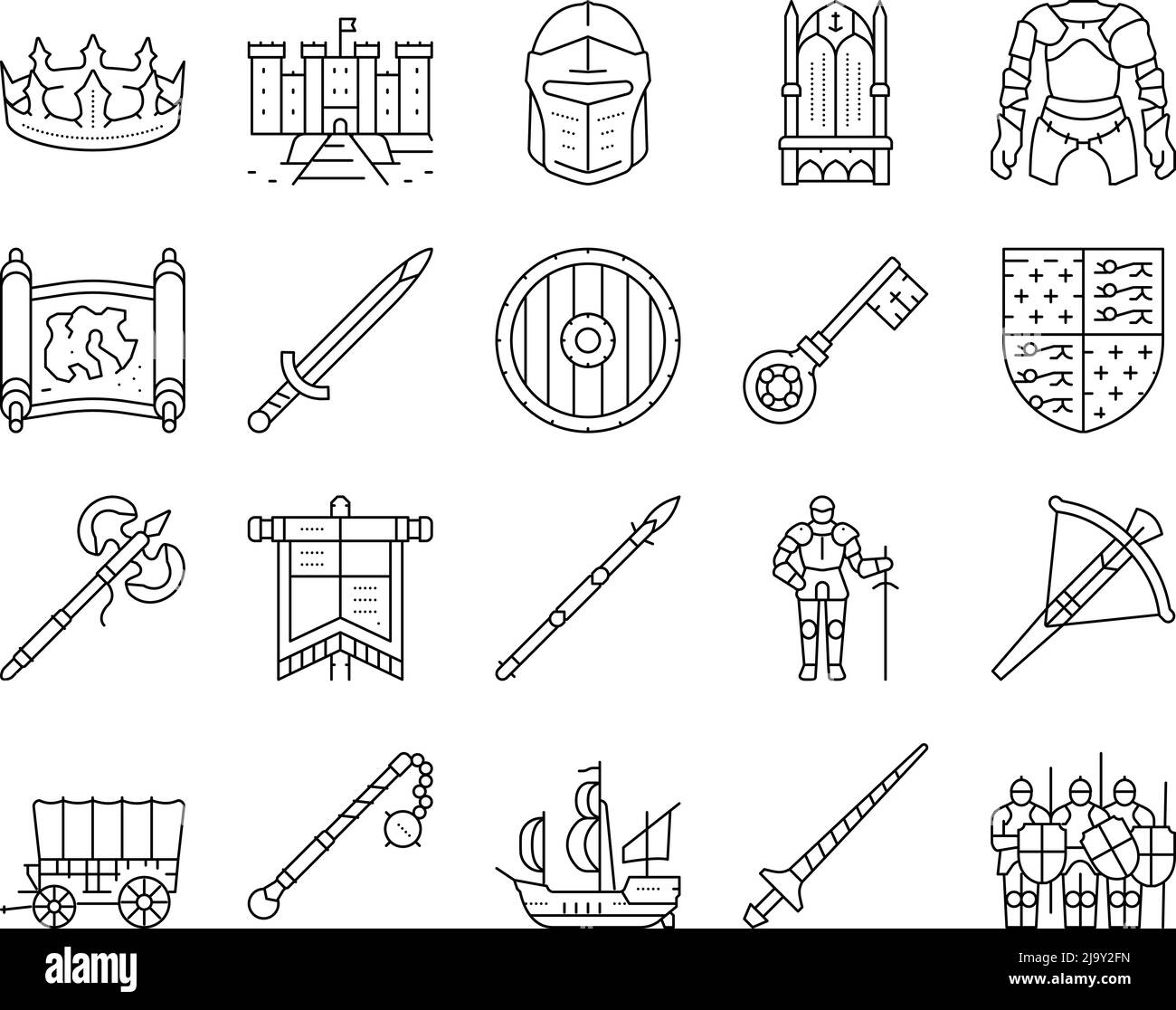 Medieval Warrior Weapon And Armor Icons Set Vector Stock Vector Image ...