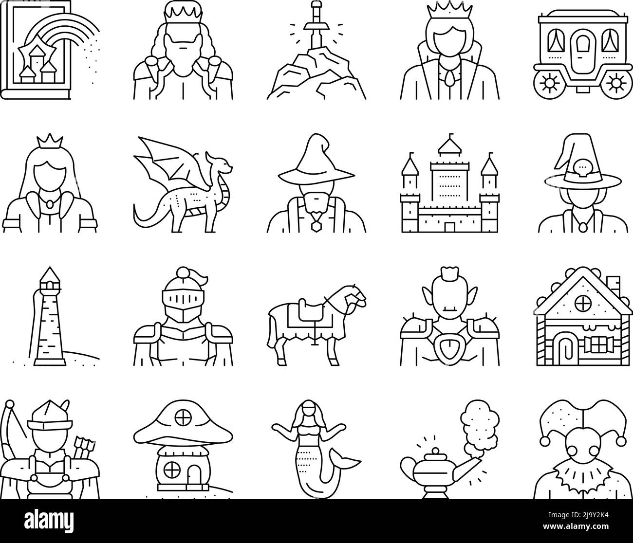 Fairy Tale Magical Story Book Icons Set Vector Stock Vector Image & Art ...