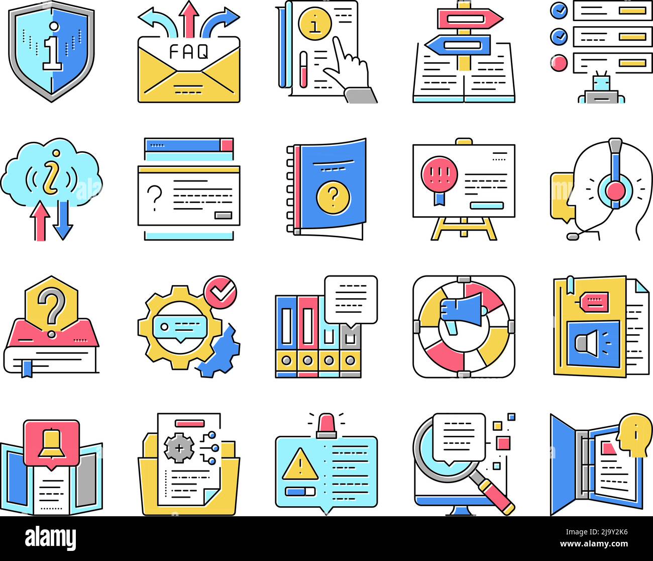 Information And Client Supporting Icons Set Vector Stock Vector Image ...