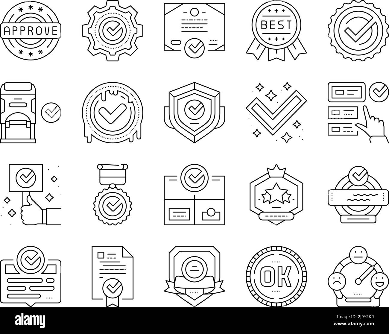 Line icons checkmark quality Cut Out Stock Images & Pictures - Alamy