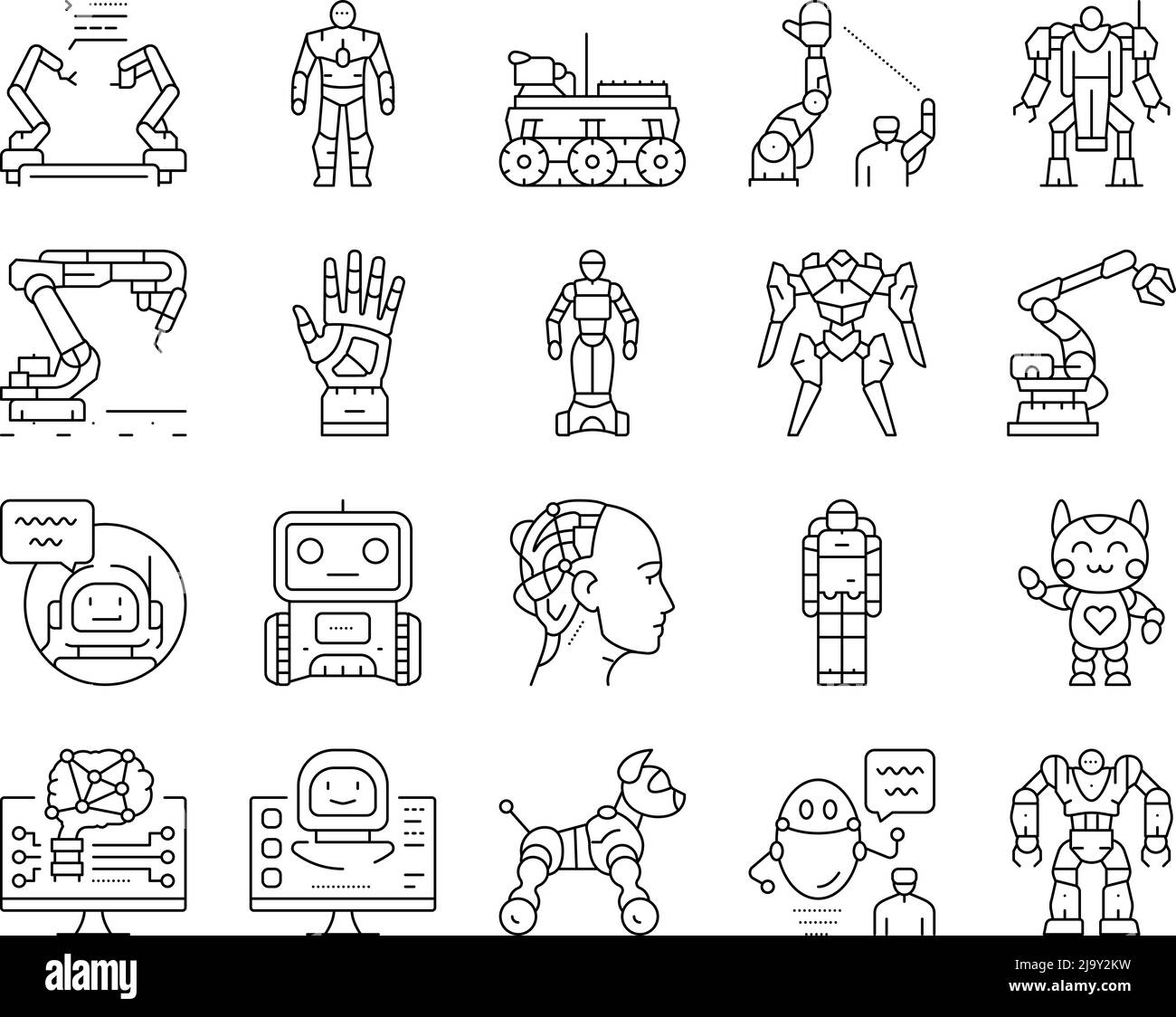 Robot Development And Industry Icons Set Vector Stock Vector Image ...