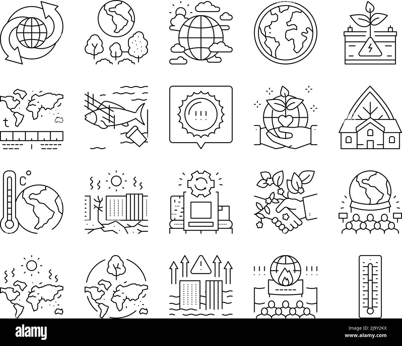 Climate Change And Environment Icons Set Vector Stock Vector Image ...
