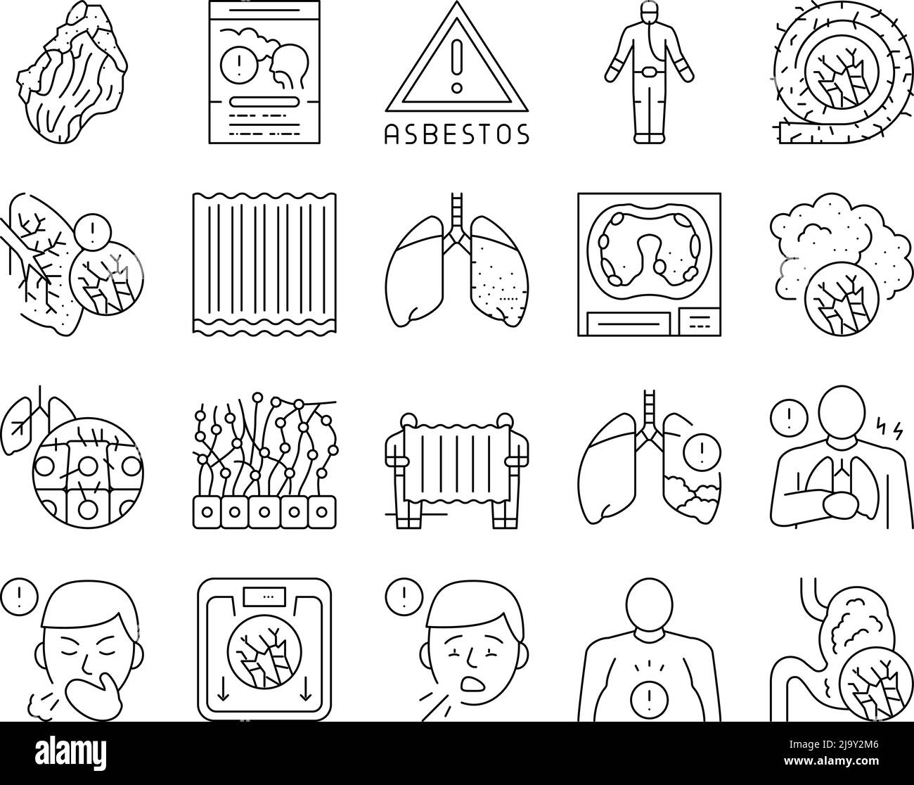 Asbestos Material And Problem Icons Set Vector Stock Vector Image And Art