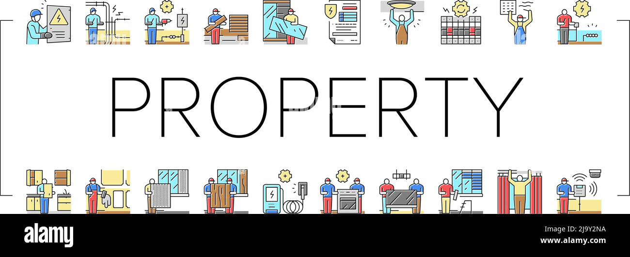 Property Maintenance And Repair Icons Set Vector Stock Vector Image ...