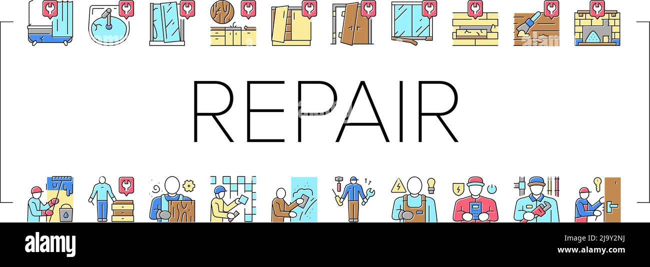 Repair Furniture And Building Icons Set Vector Stock Vector Image & Art ...