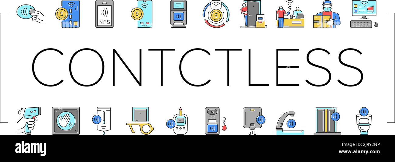 Contactless System Technology Icons Set Vector Stock Vector Image & Art ...