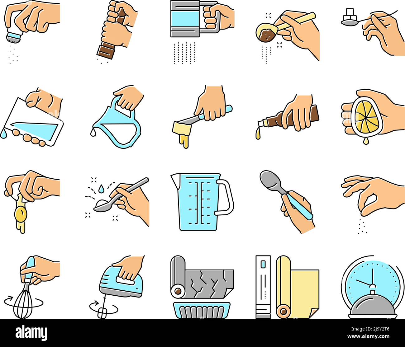 Cook Instruction For Prepare Meal Icons Set Vector Stock Vector Image ...
