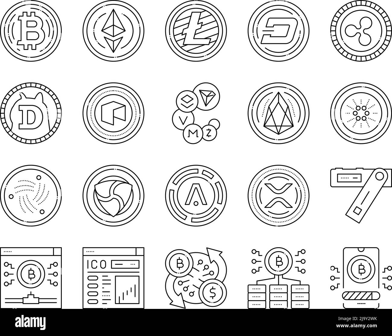 Cryptocurrency Digital Money Icons Set Vector Stock Vector Image & Art ...