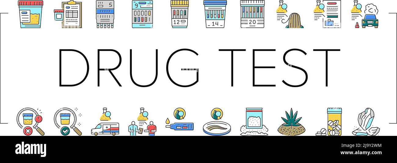 Drug Test Examination Device Icons Set Vector Stock Vector Image & Art ...