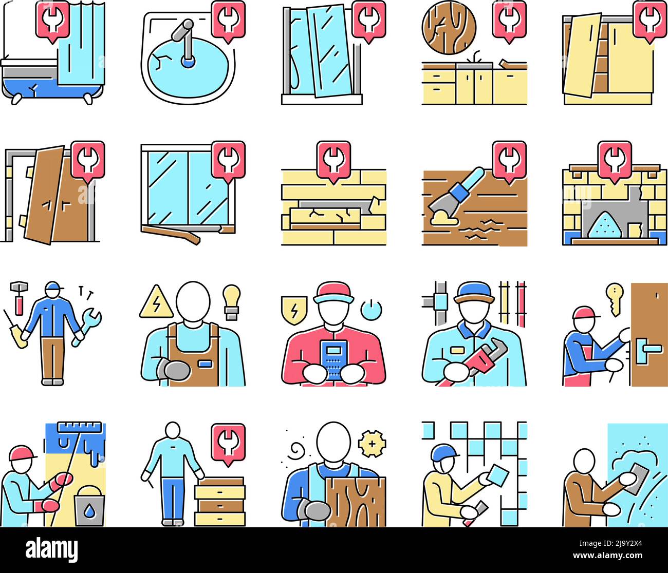 Repair Furniture And Building Icons Set Vector Stock Vector Image & Art ...